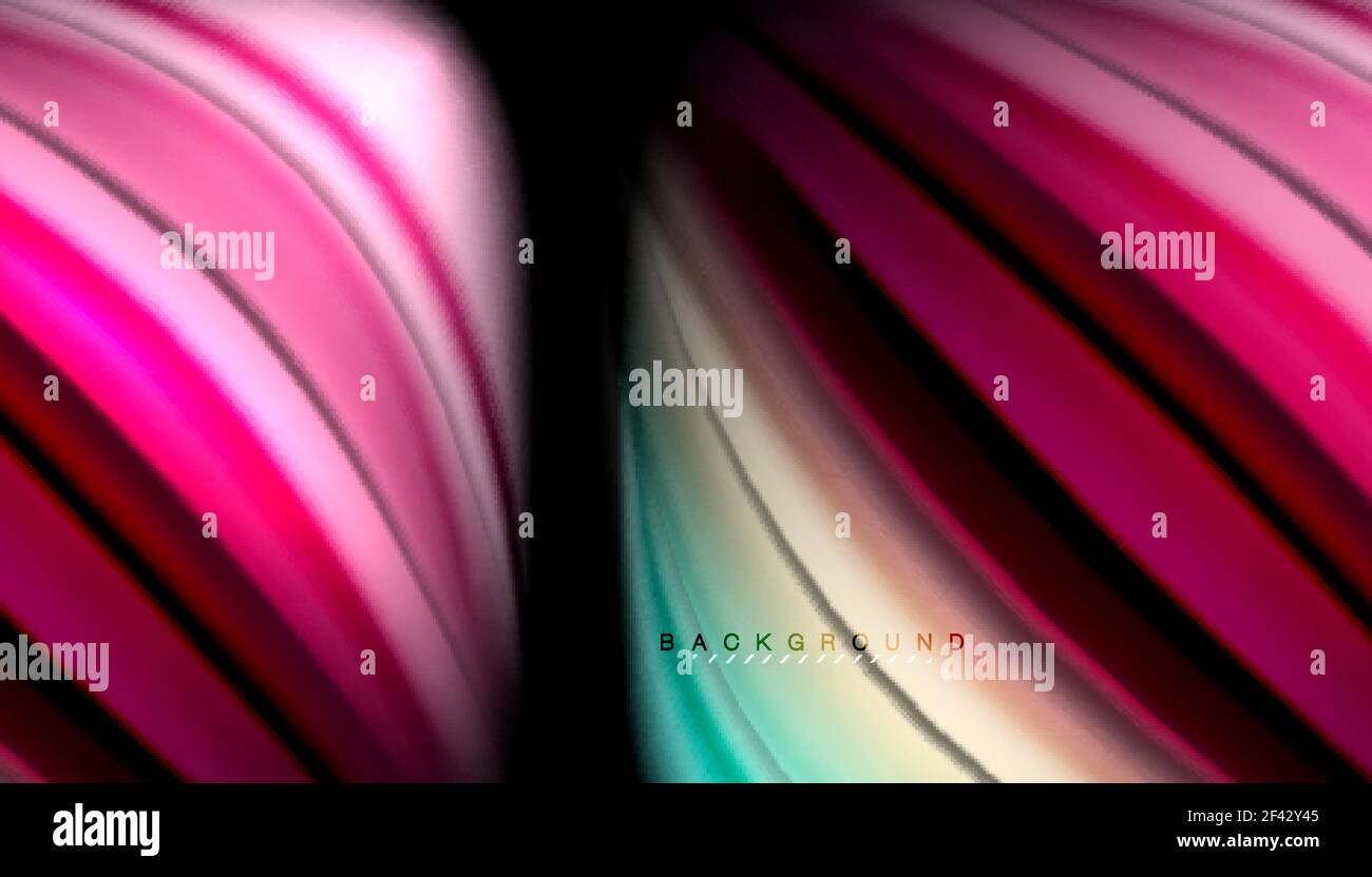 Fluid wavy multicolored lines on black. Fluid wavy multicolored lines ...