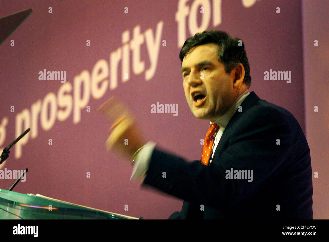 Gordon Brown making his speech at the Labour Conference 2000 Stock ...