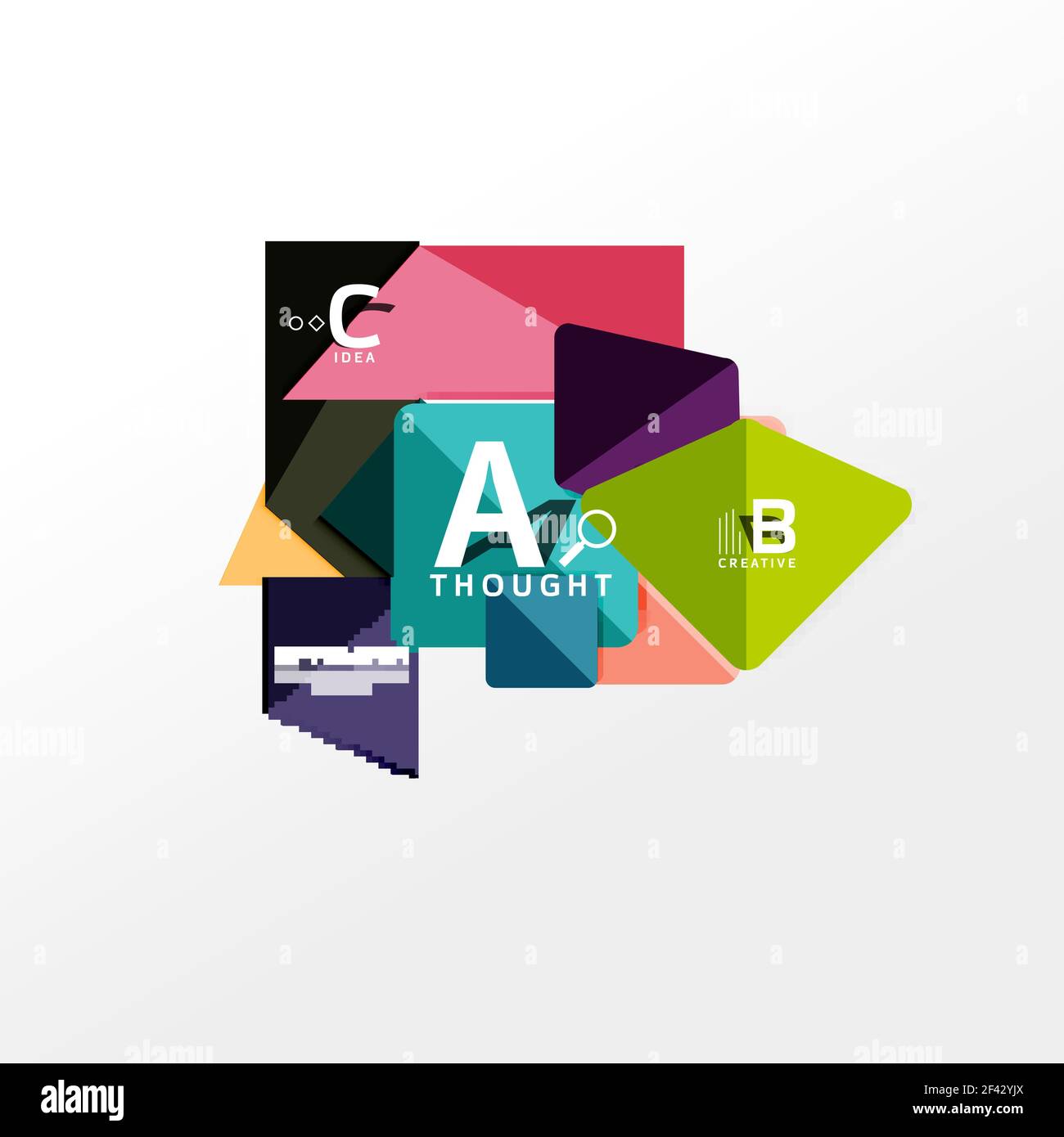 Geometric infographic banner, paper info diagram created with color ...