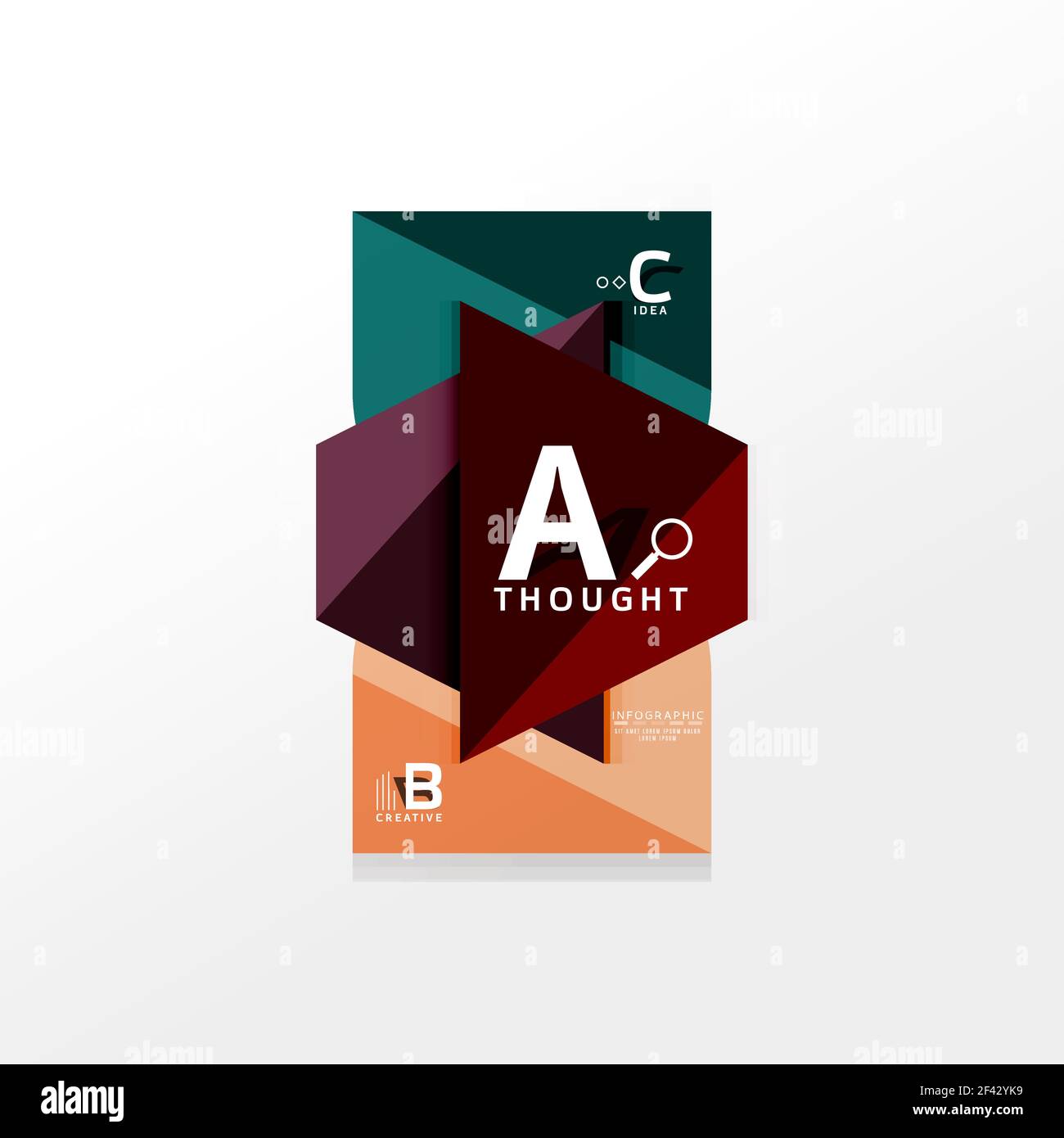 Geometric infographic banner, paper info diagram created with color ...