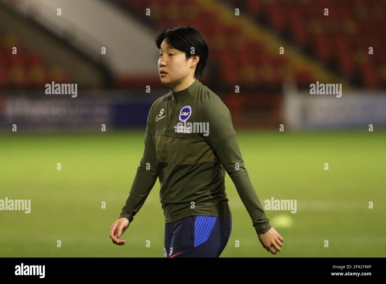 Lee Geum-Min (#9 Brighton & Hove Albion) warms up during the FA Womens ...