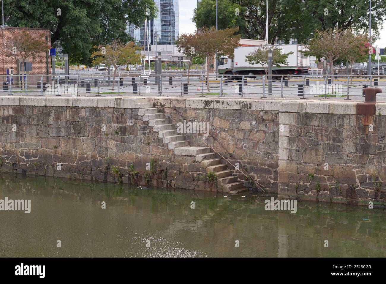 Stairs by the river in the city port Stock Photo - Alamy