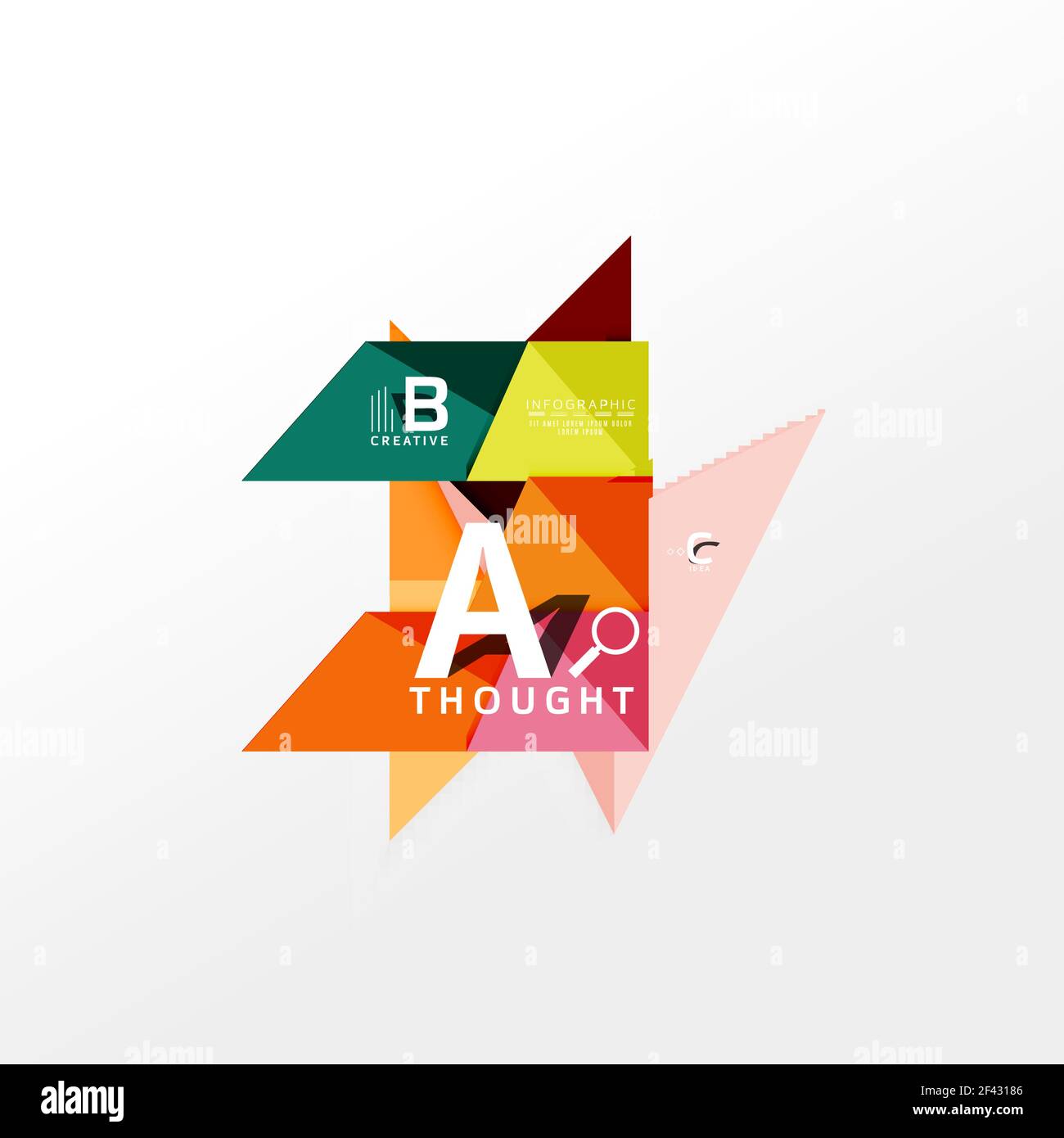 Geometric infographic banner, paper info diagram created with color ...