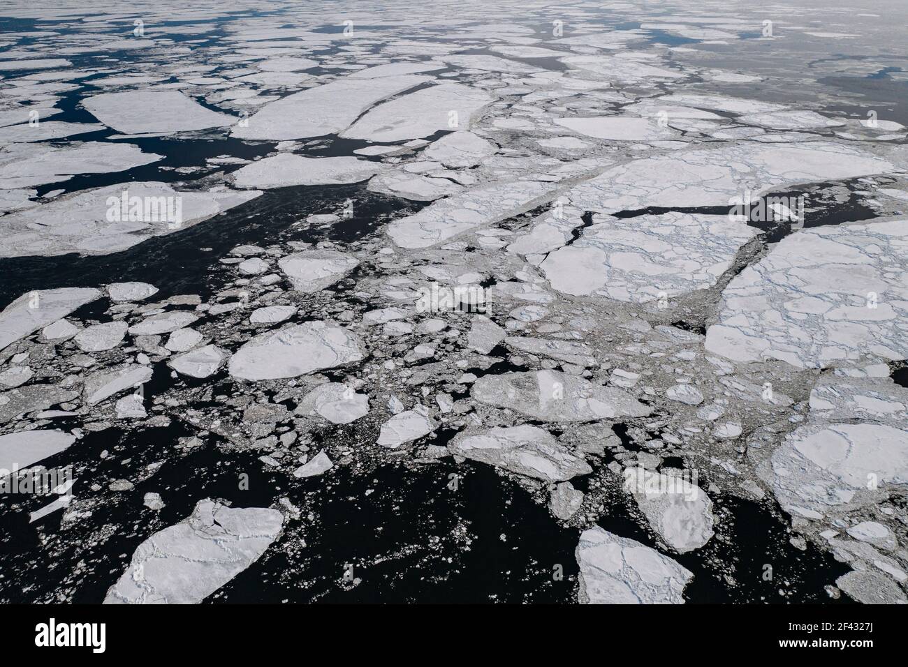 Large Ice Chunks in the Northumberland Straight in Aerial Stock Photo ...