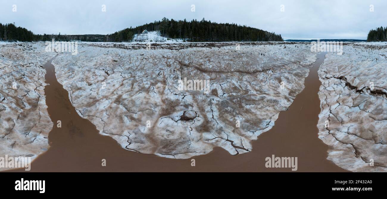Ice Filled River in Bay of Fundy Nova Scotia Stock Photo - Alamy
