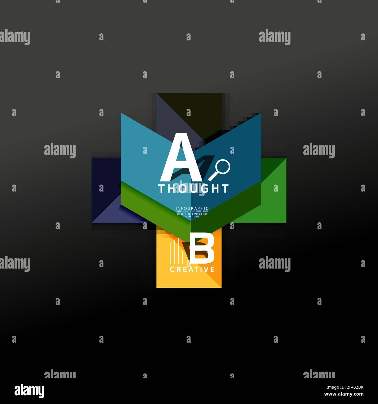 Geometric infographic banner, paper info diagram created with color ...