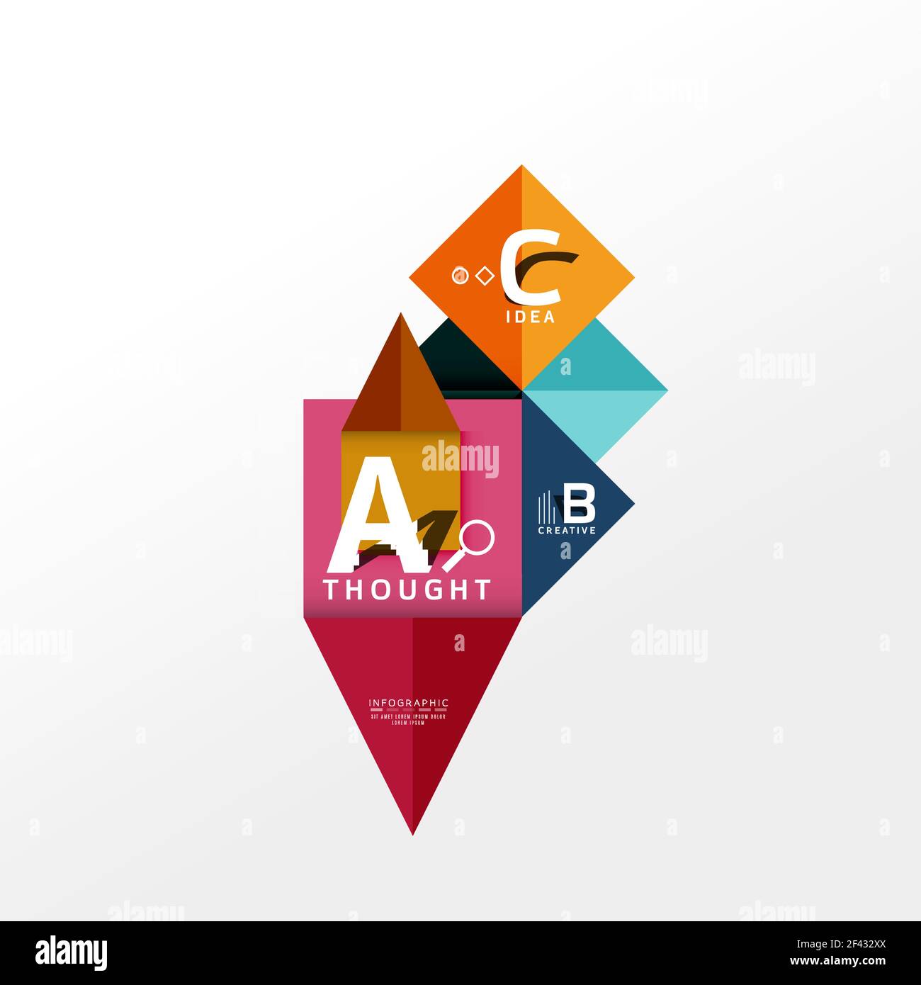 Geometric infographic banner, paper info diagram created with color ...