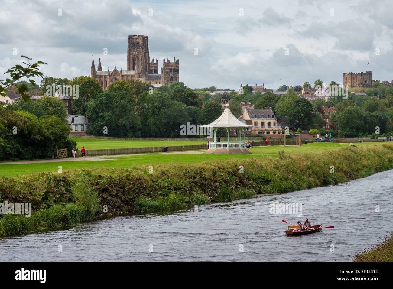 Durham Cathedral, bandstand and riverside Stock Photo - Alamy