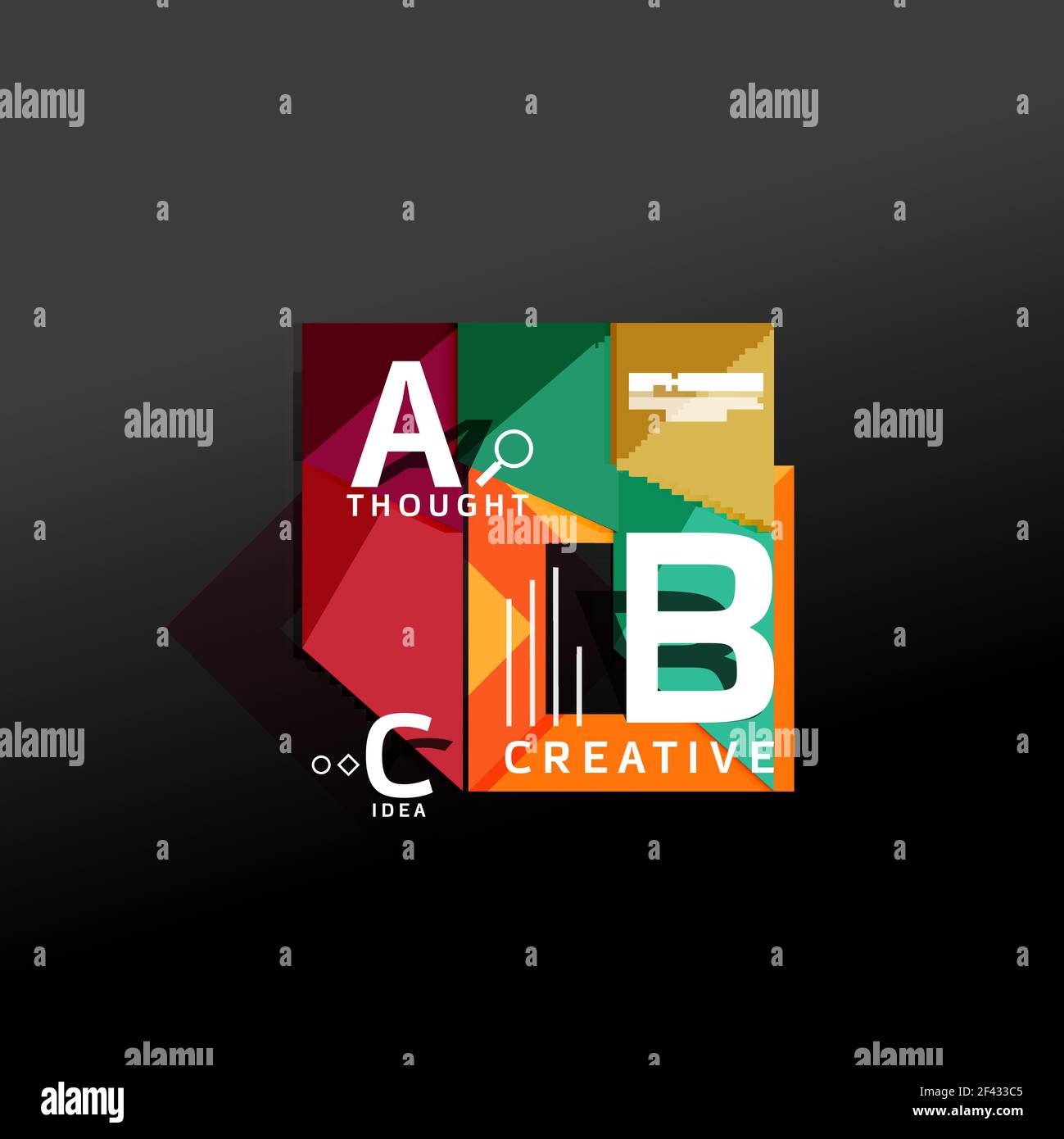 Geometric infographic banner, paper info diagram created with color ...