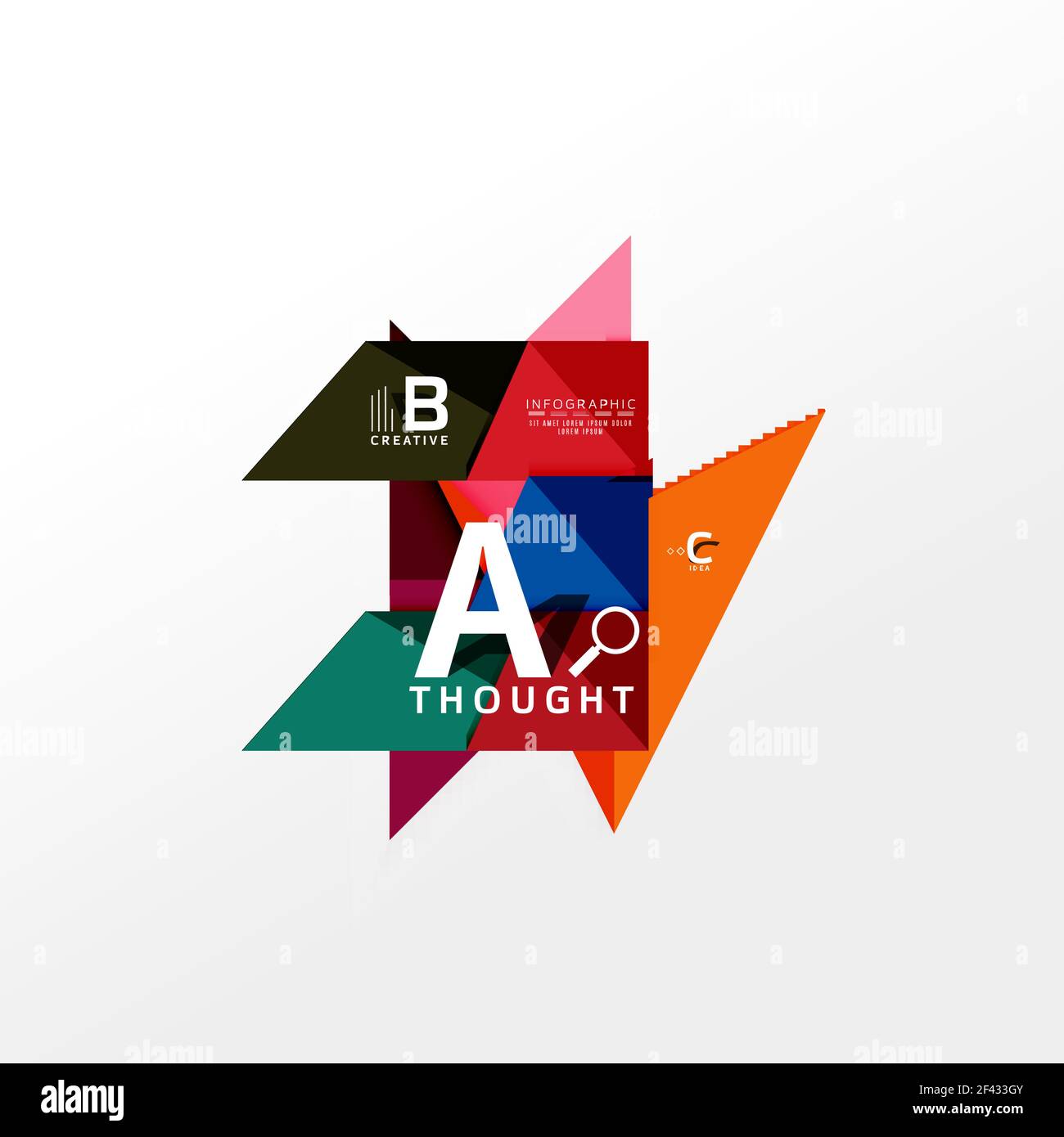 Geometric infographic banner, paper info diagram created with color ...