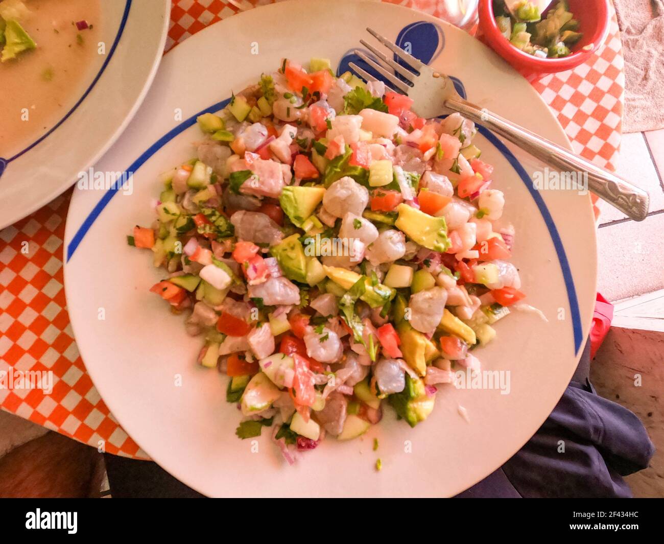 Fresh ceviche, the Peruvian national dish at a restaurant in Miraflores ...