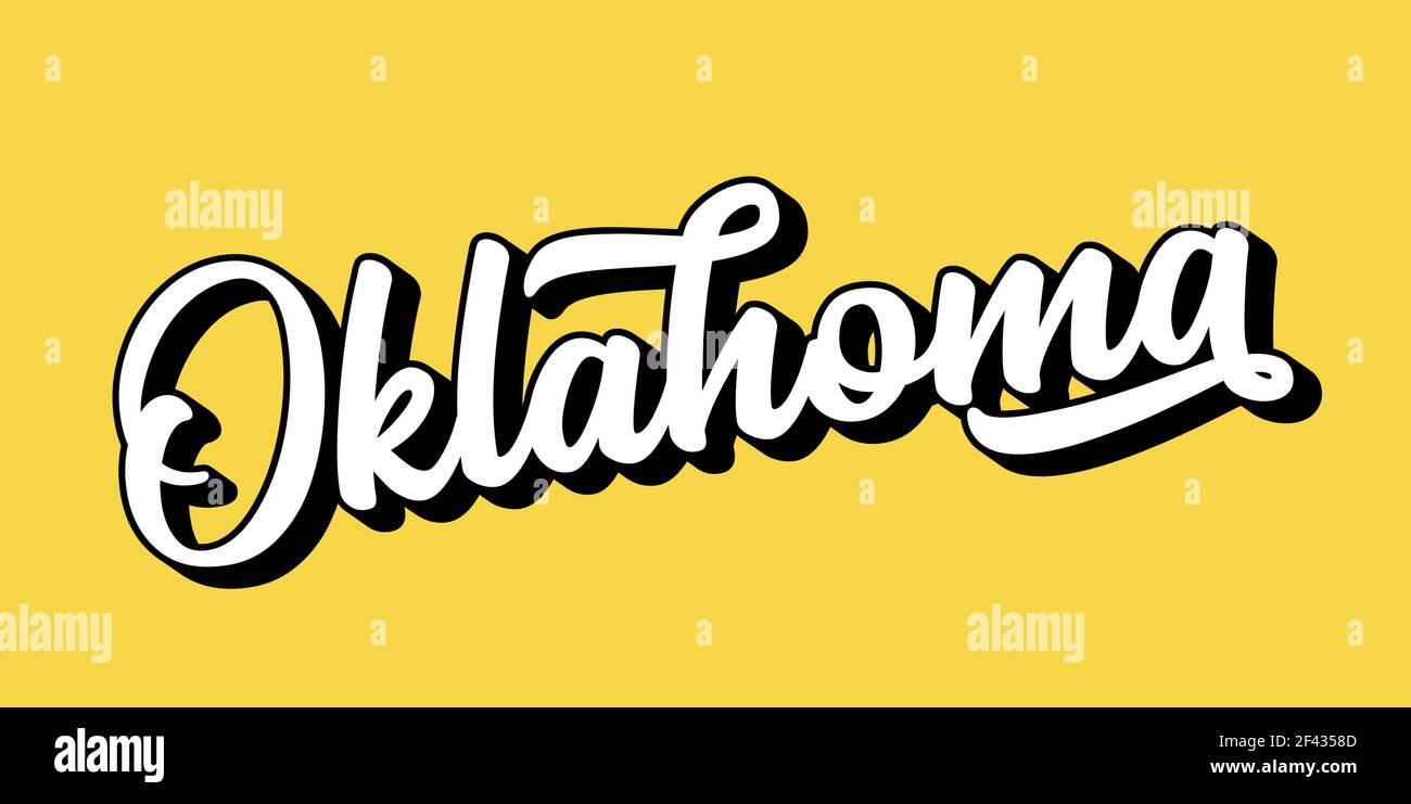 Hand sketched OKLAHOMA text. 3D vintage, retro lettering for poster ...