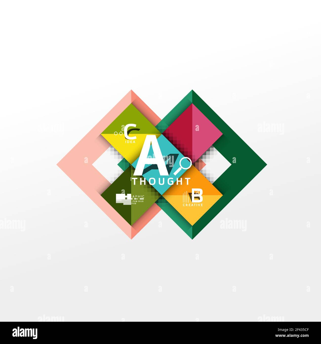 Geometric infographic banner, paper info diagram created with color ...