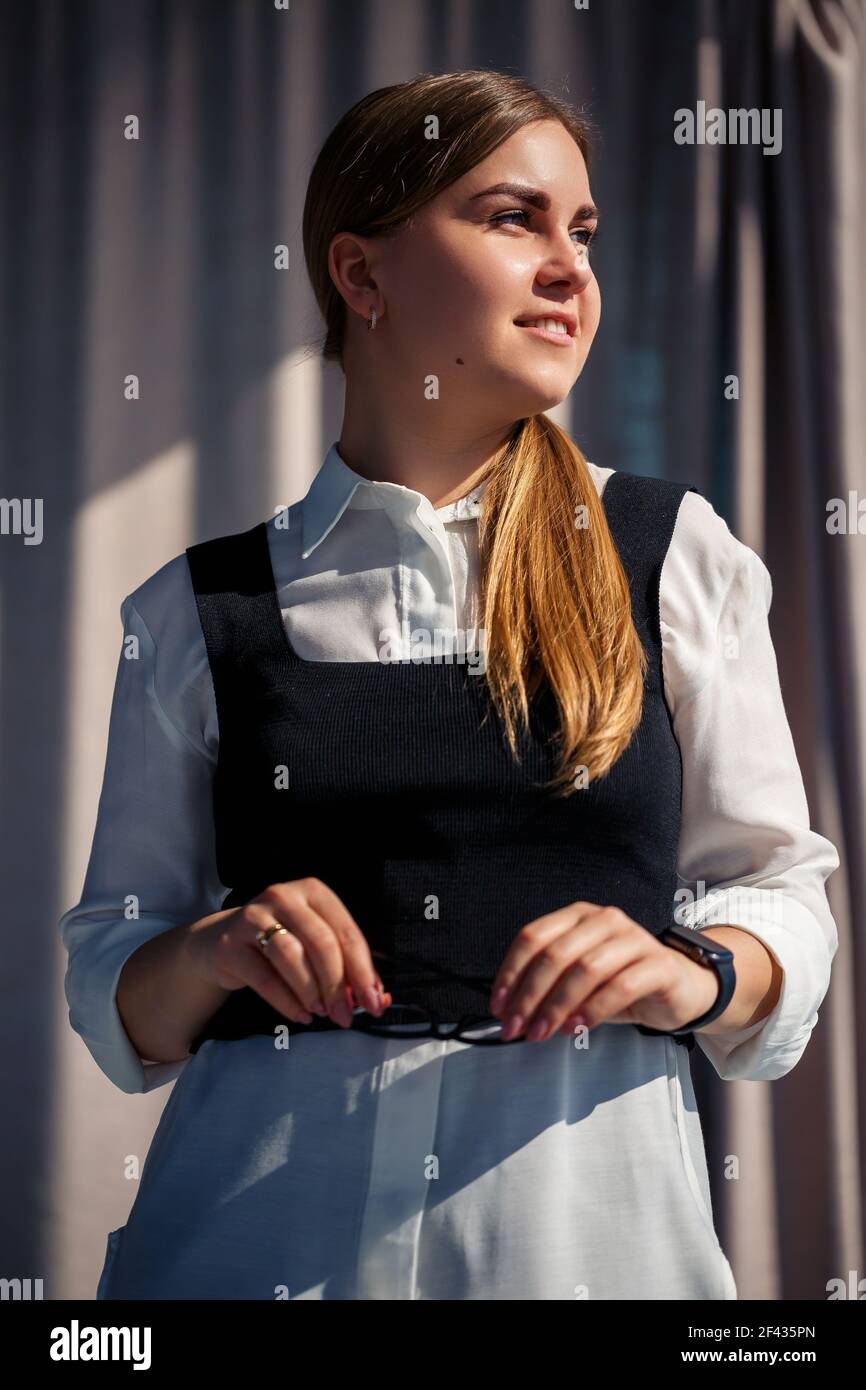 Confident business woman boss standing in modern office, female leader ...