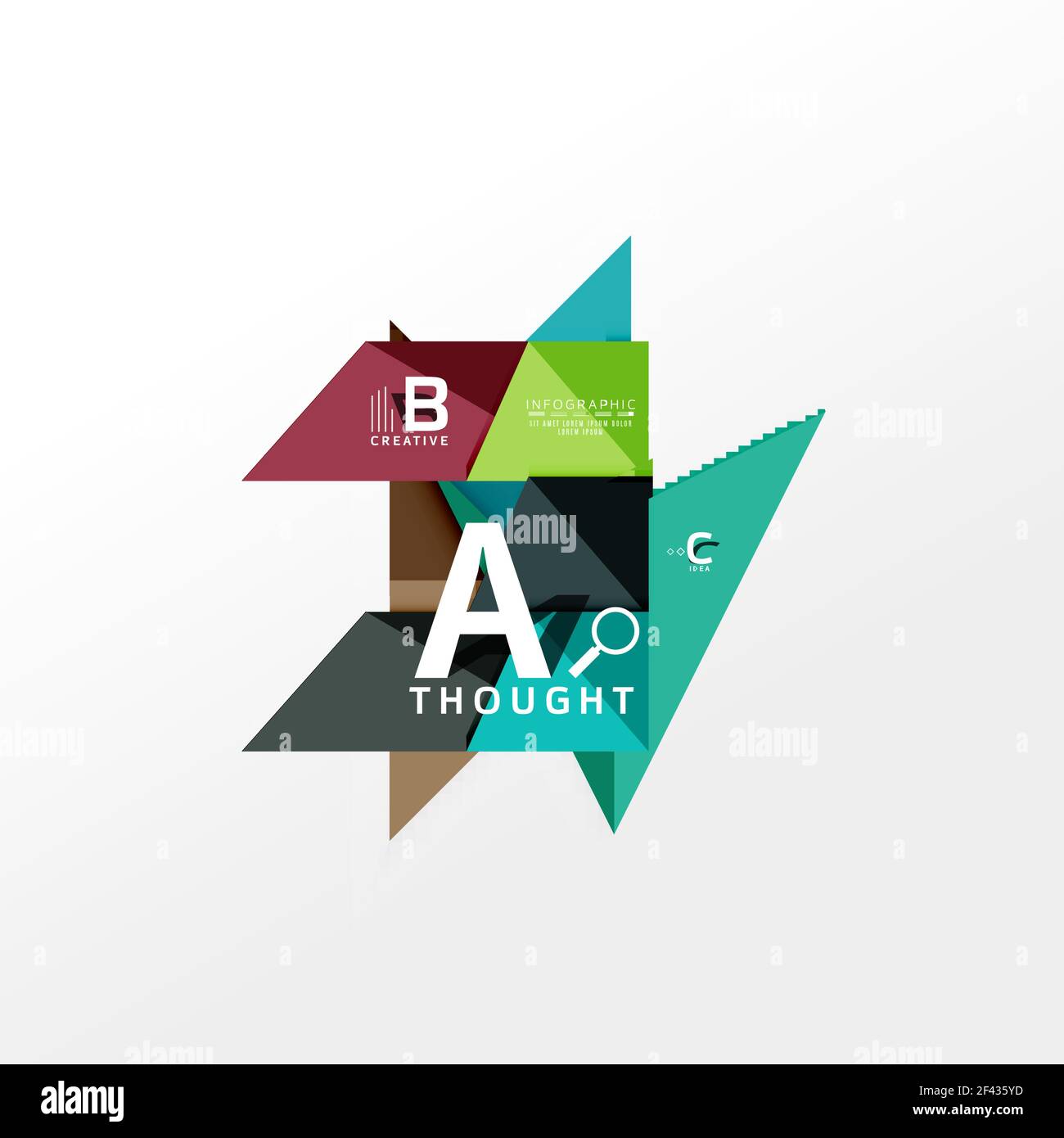 Geometric infographic banner, paper info diagram created with color ...