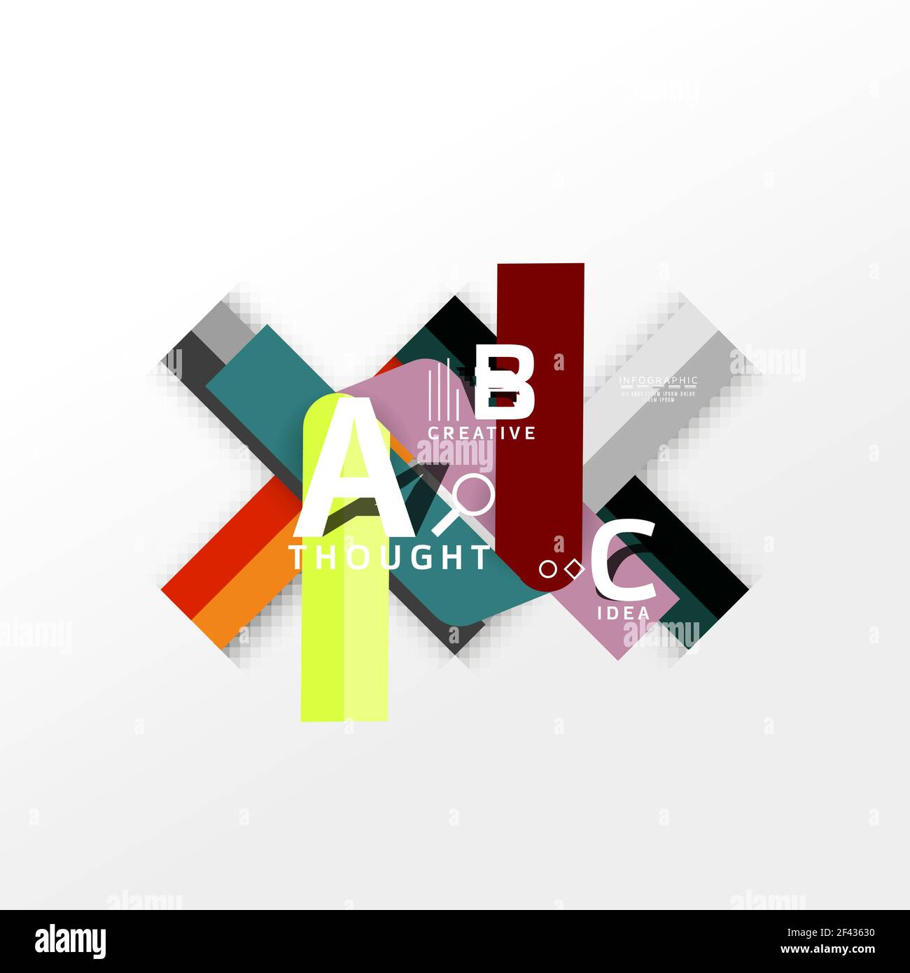 Geometric infographic banner, paper info diagram created with color ...