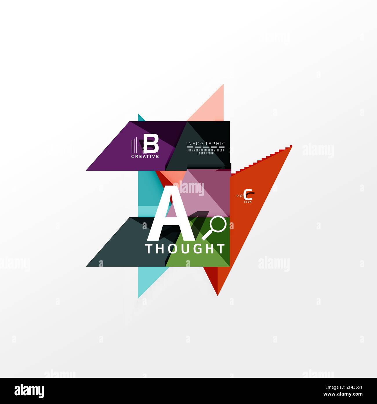 Geometric infographic banner, paper info diagram created with color ...