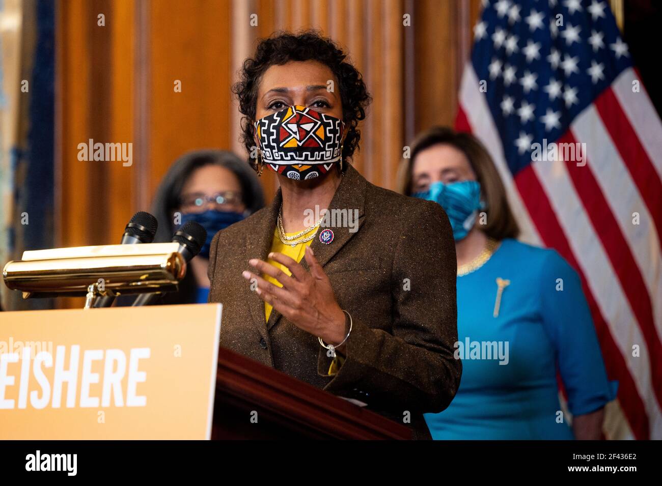 U.S. Representative Yvette Clarke (D-NY) speaks about the H.R. 6, the ...