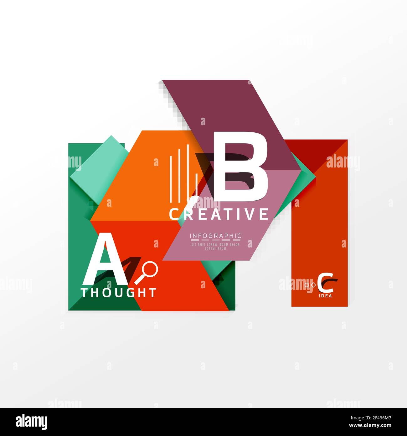 Geometric infographic banner, paper info diagram created with color ...