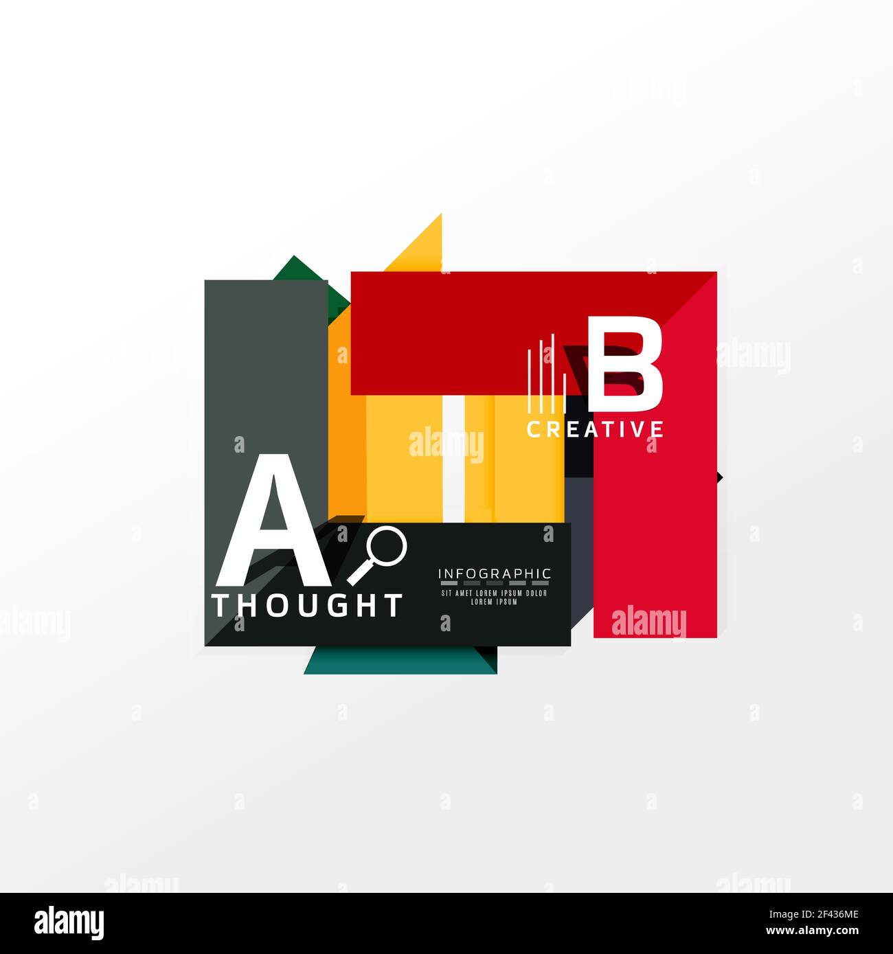 Geometric infographic banner, paper info diagram created with color ...