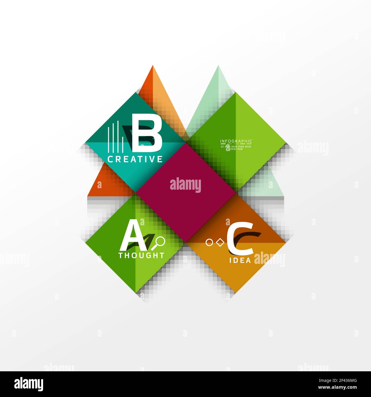 Geometric infographic banner, paper info diagram created with color ...