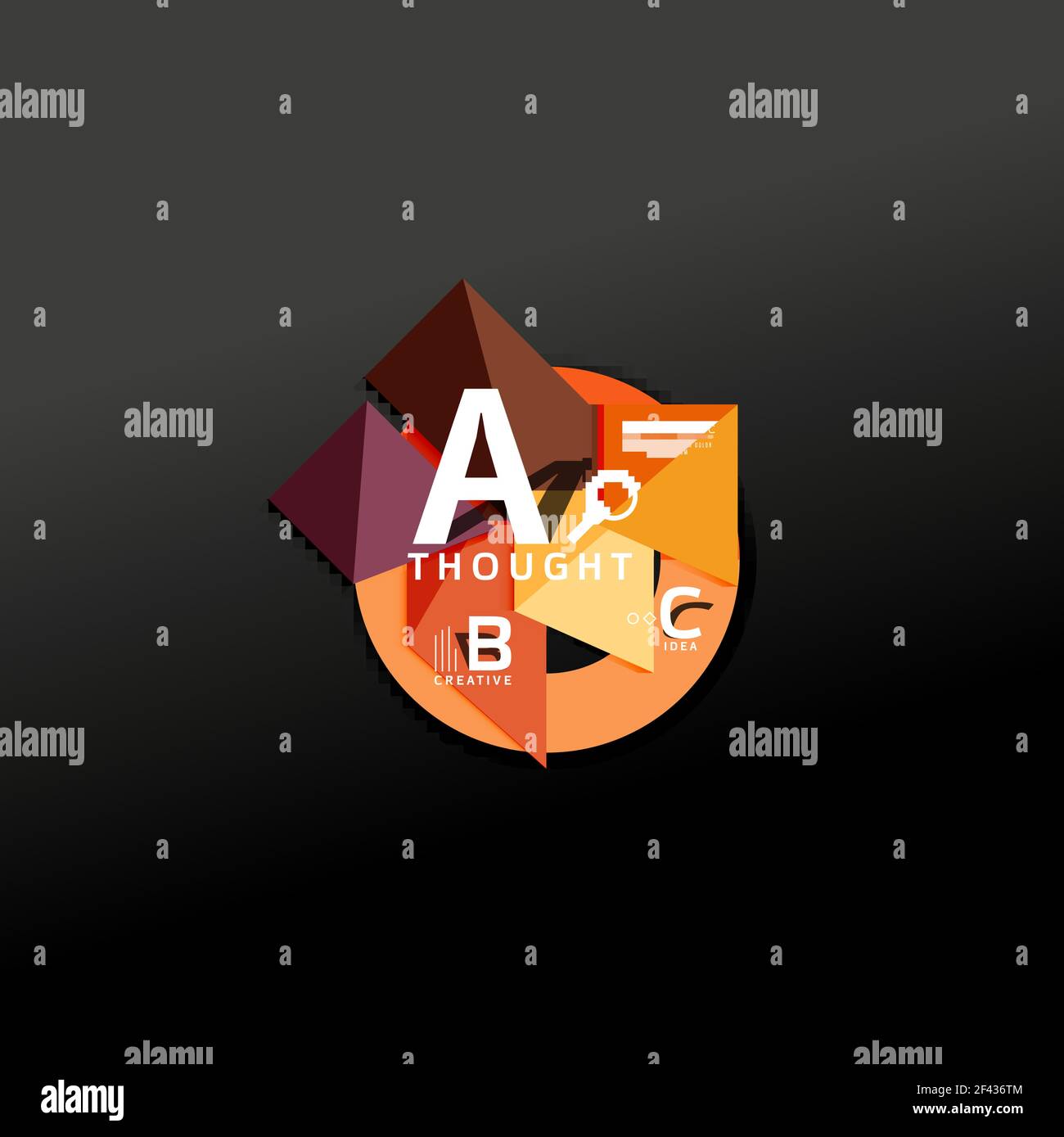 Geometric infographic banner, paper info diagram created with color ...