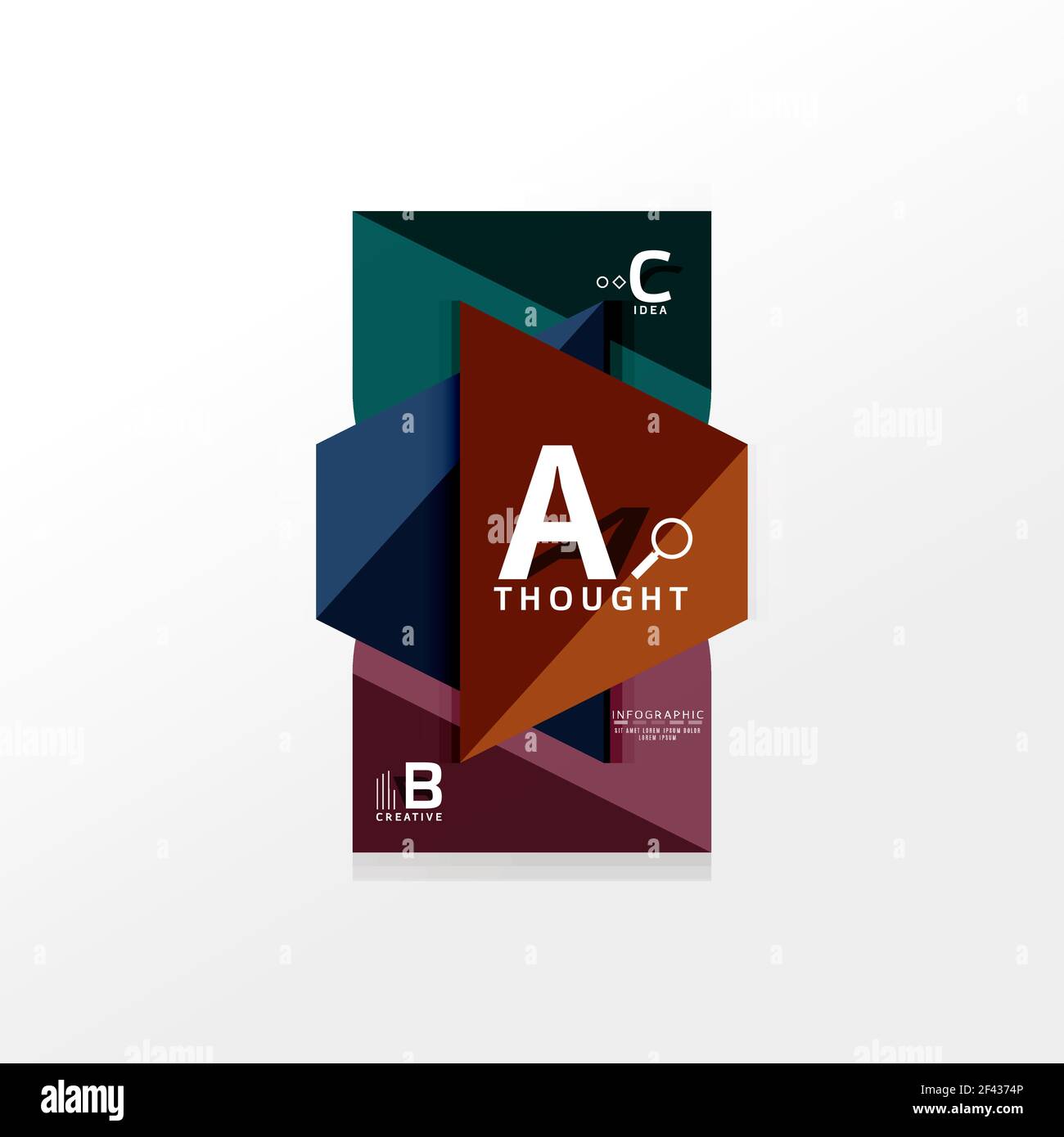 Geometric infographic banner, paper info diagram created with color ...