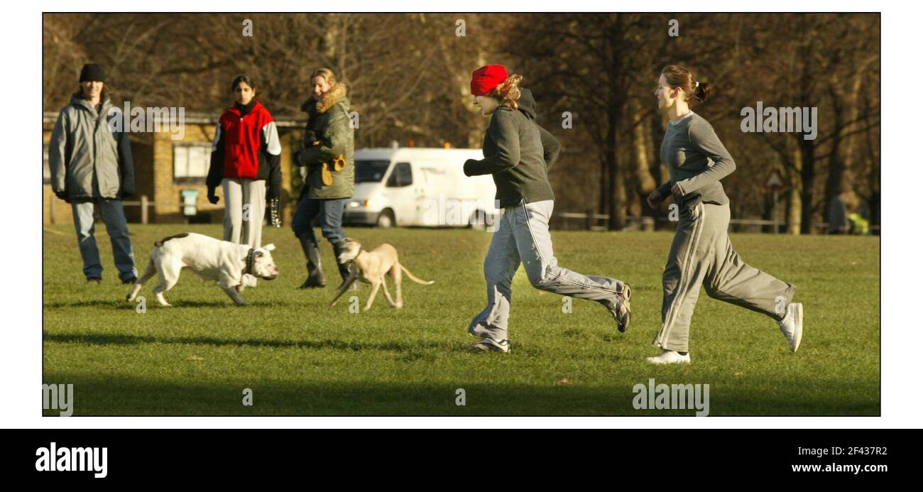 Lizzy Heathcote and Hero Brown run in Highbury Fields.pic David ...