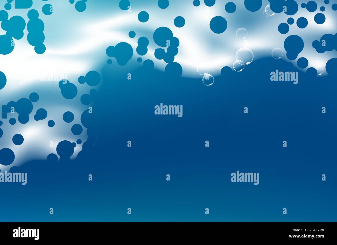 Beautiful blue background with realistic Soap foam with bubbles ...
