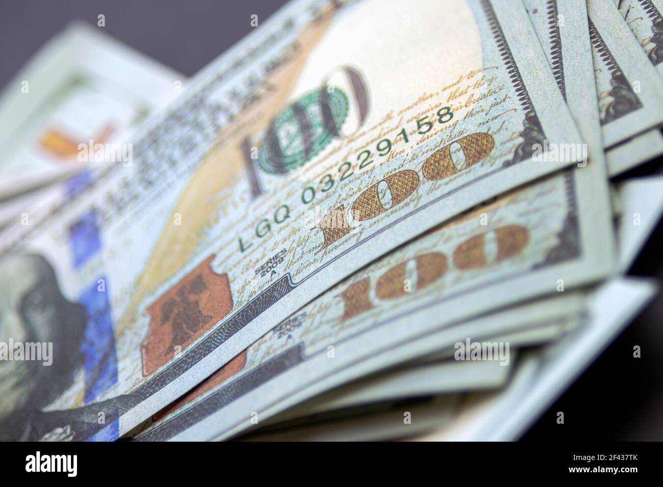 Calgary, Alberta, Canada. March 12, 2021. 100 dollar USA currency bill ...