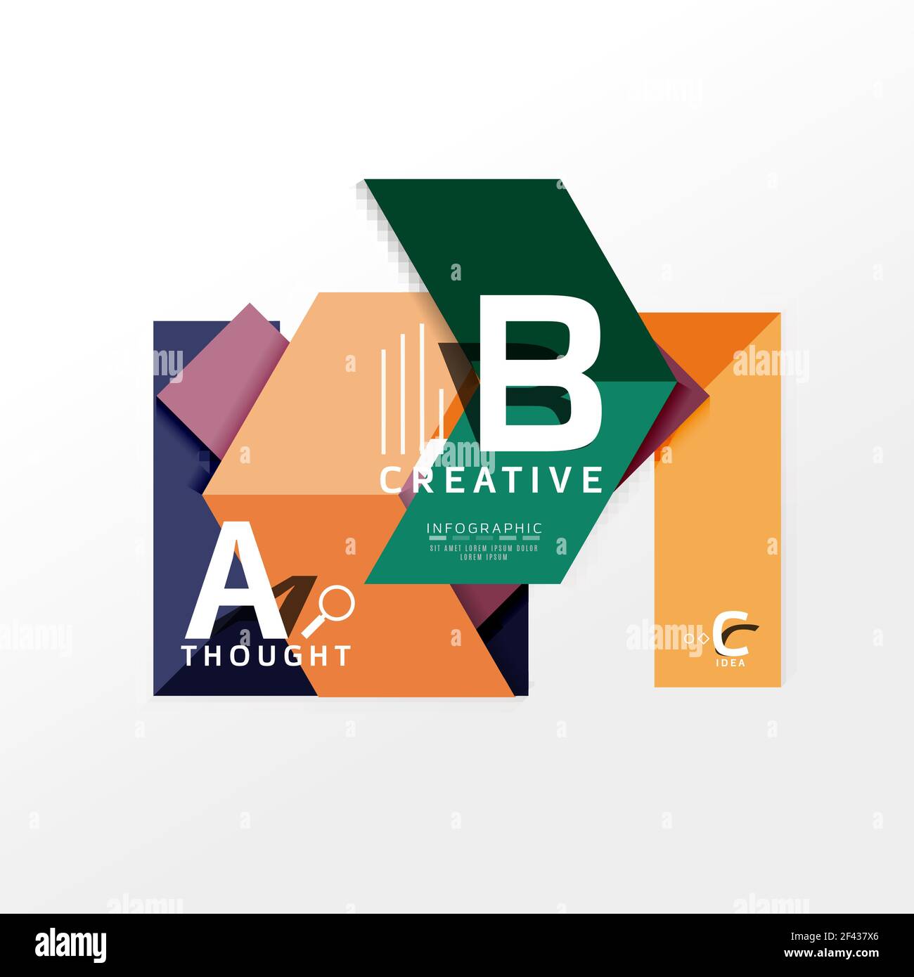 Geometric infographic banner, paper info diagram created with color ...