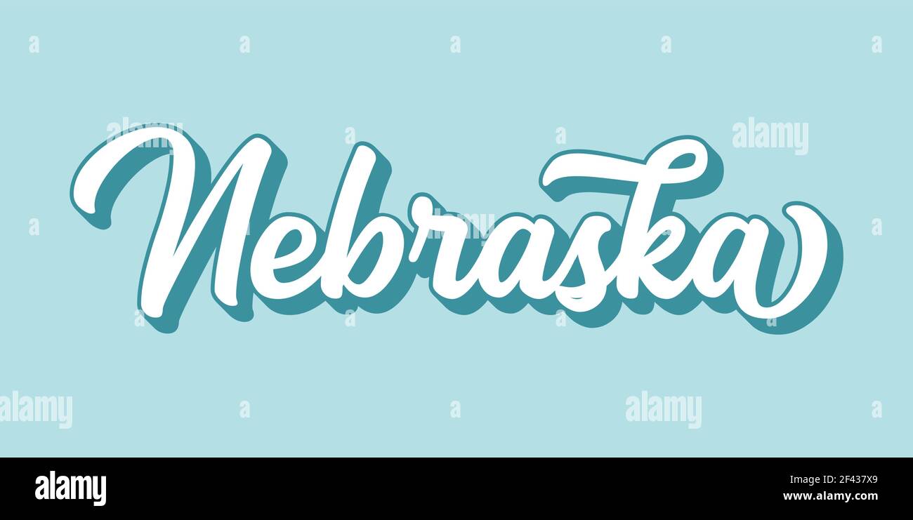 Hand sketched NEBRASKA text. 3D vintage, retro lettering for poster ...