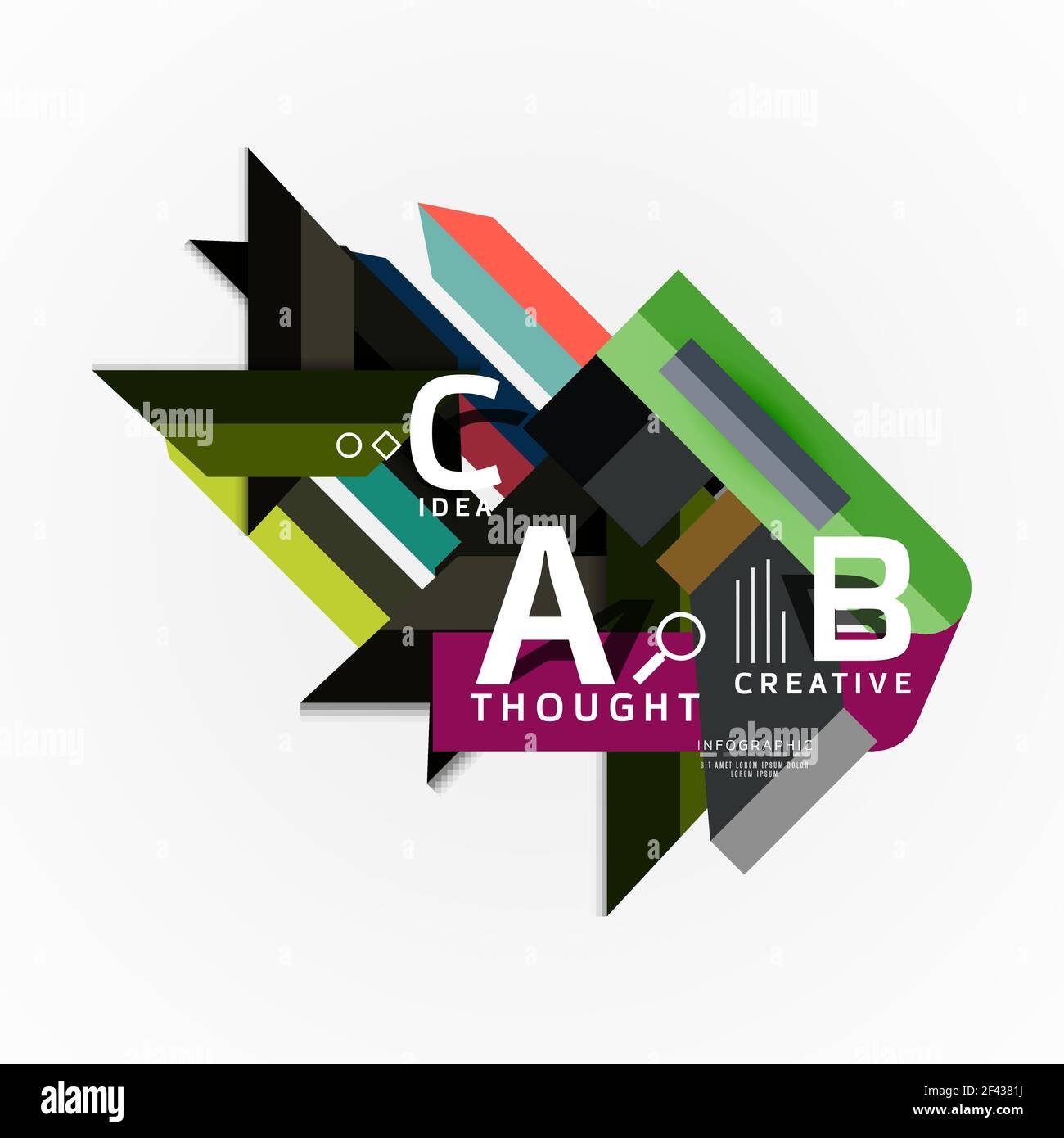 Abstract geometric option infographic banners, a b c steps process ...