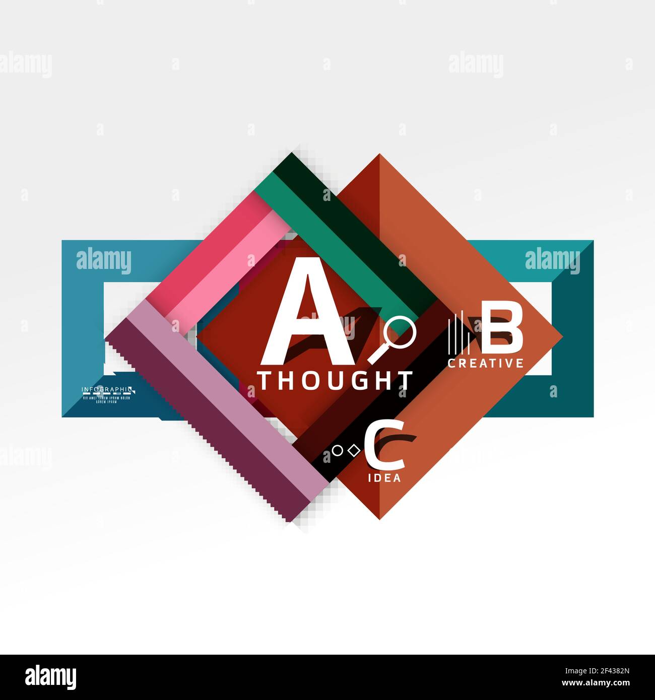 Geometric infographic banner, paper info diagram created with color ...