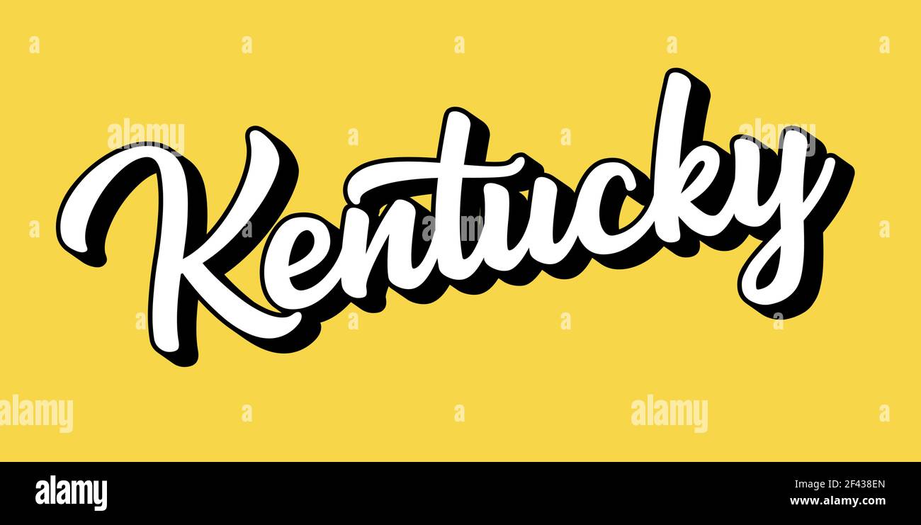 Hand sketched KENTUCKY text. 3D vintage, retro lettering for poster ...