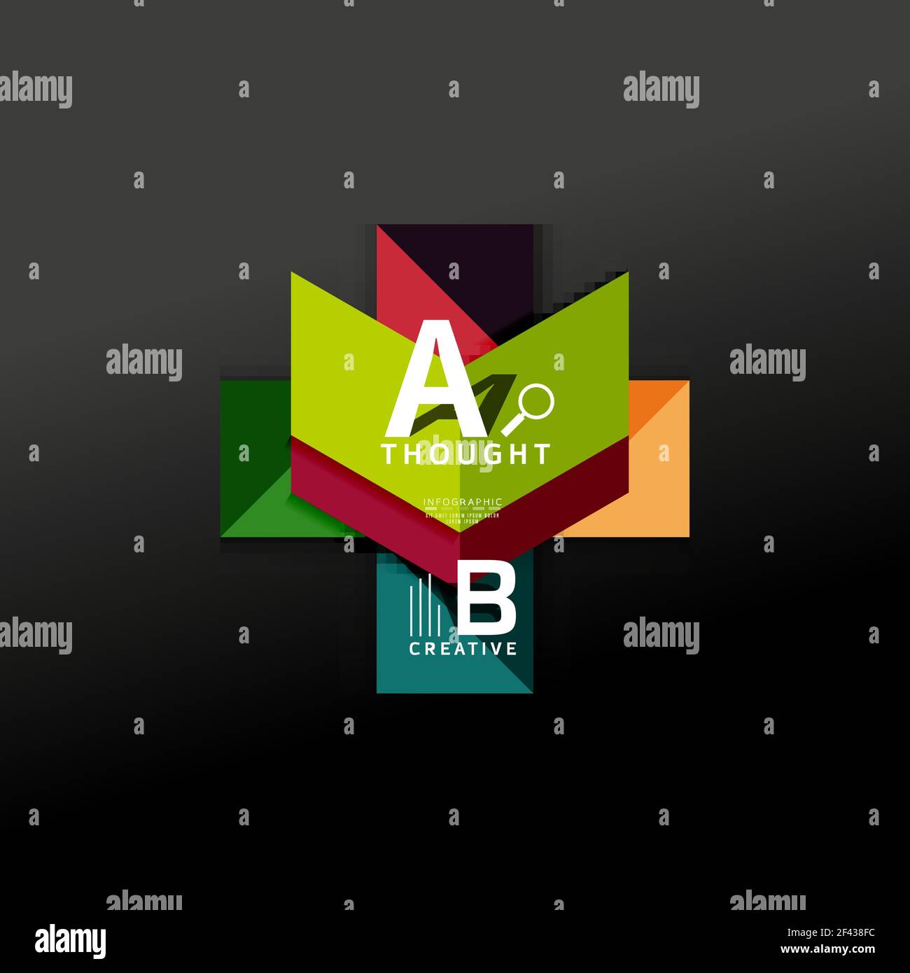 Geometric infographic banner, paper info diagram created with color ...