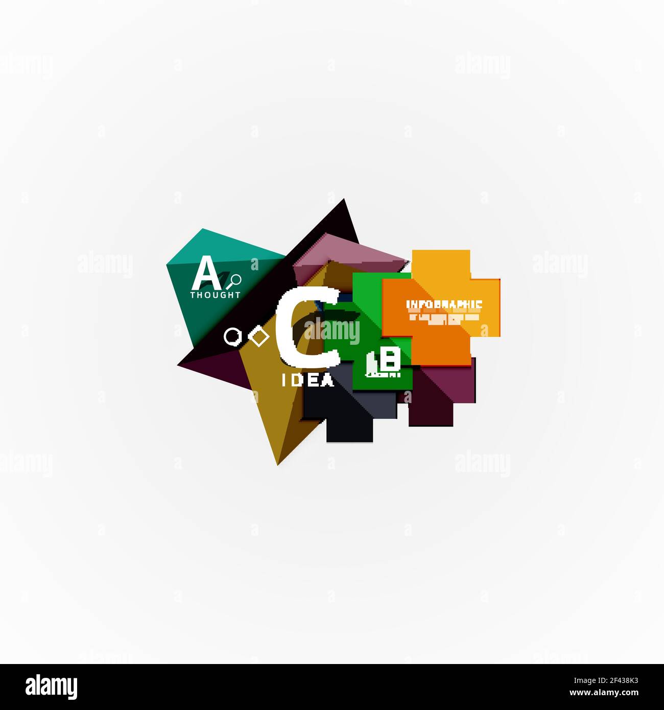 Abstract geometric option infographic banners, a b c steps process ...