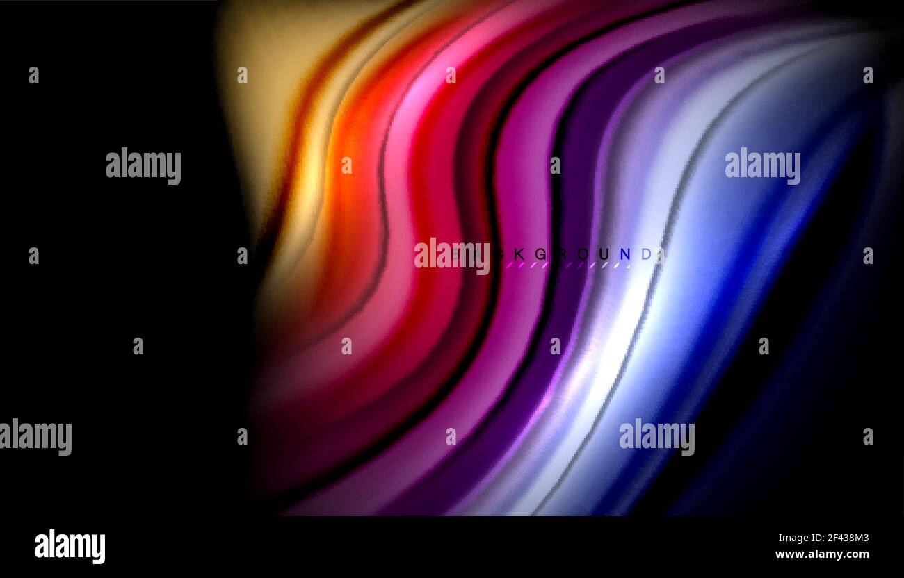 Fluid wavy multicolored lines on black. Fluid wavy multicolored lines ...