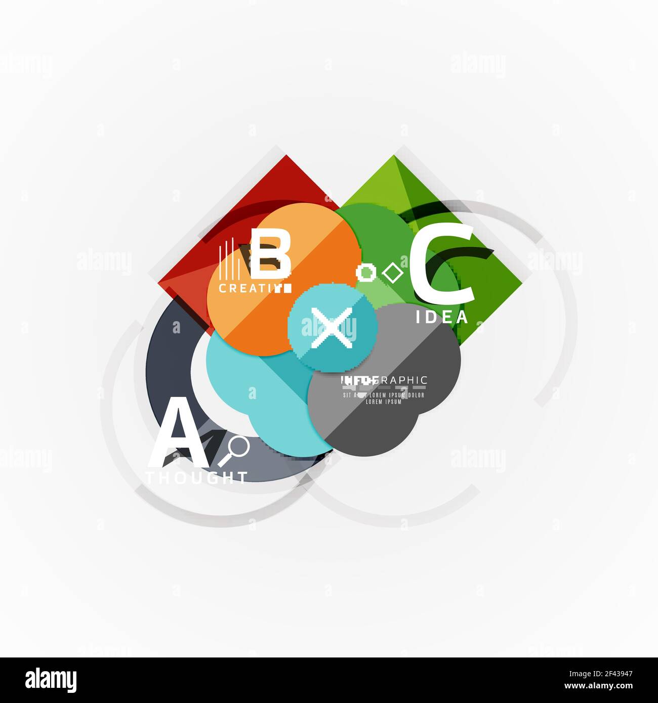 Abstract geometric option infographic banners, a b c steps process ...