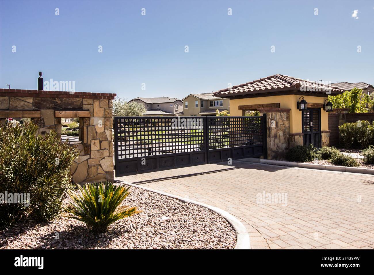 Security Access Gate With Walk Thru Building Stock Photo - Alamy