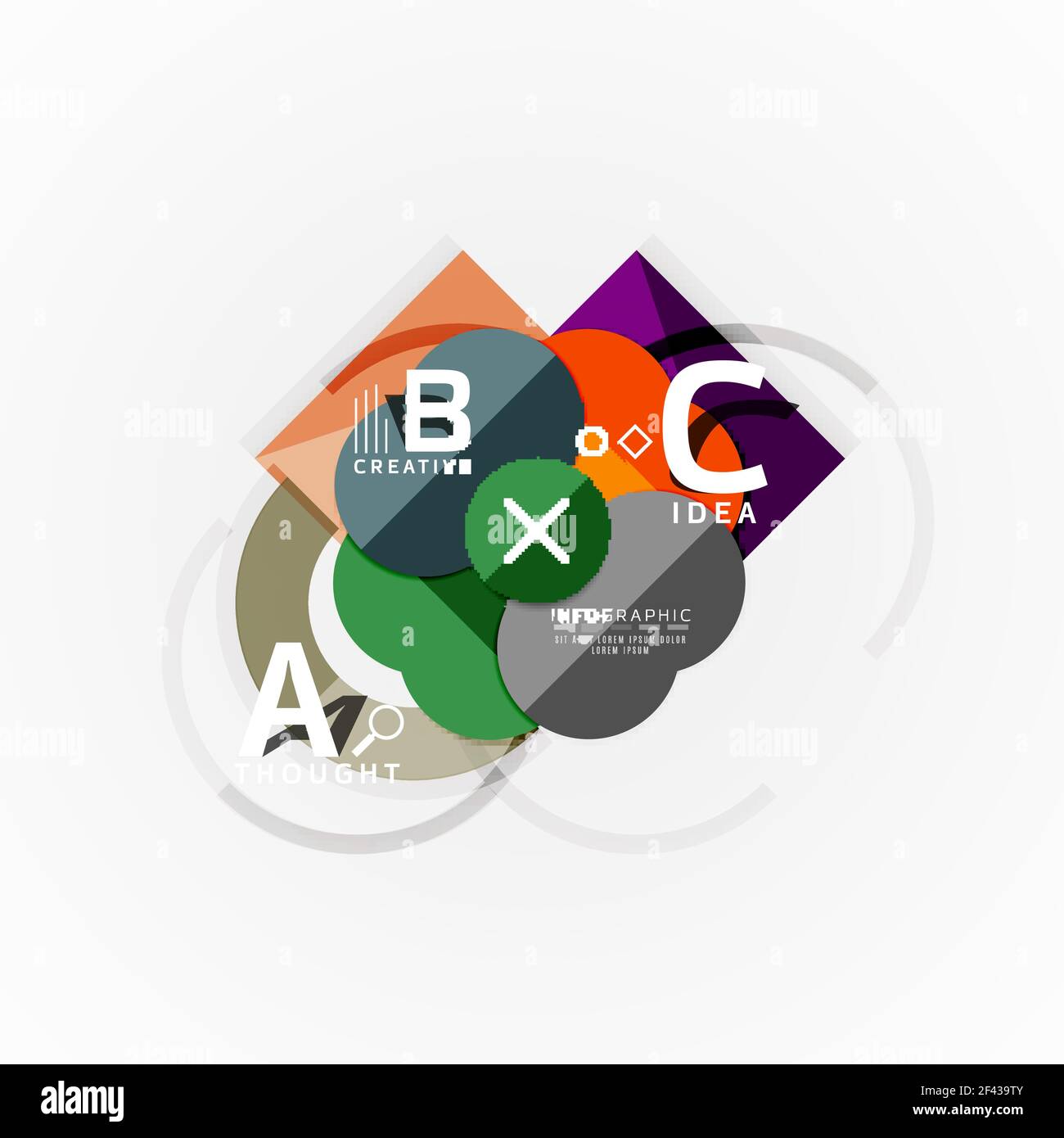 Abstract geometric option infographic banners, a b c steps process ...
