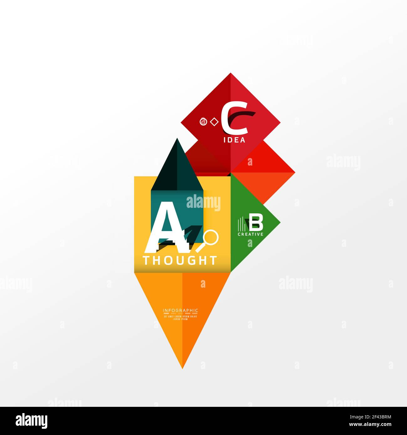 Geometric infographic banner, paper info diagram created with color ...