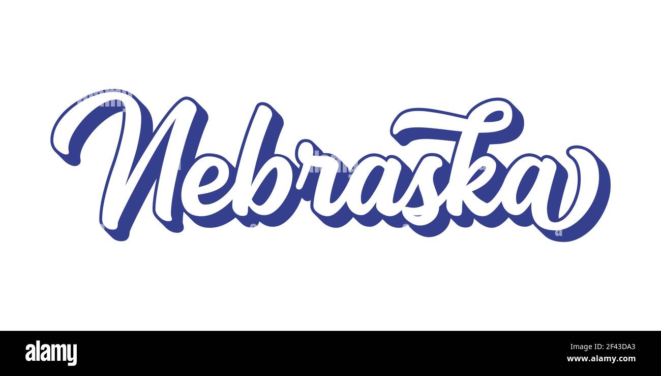Hand sketched NEBRASKA text. 3D vintage, retro lettering for poster ...