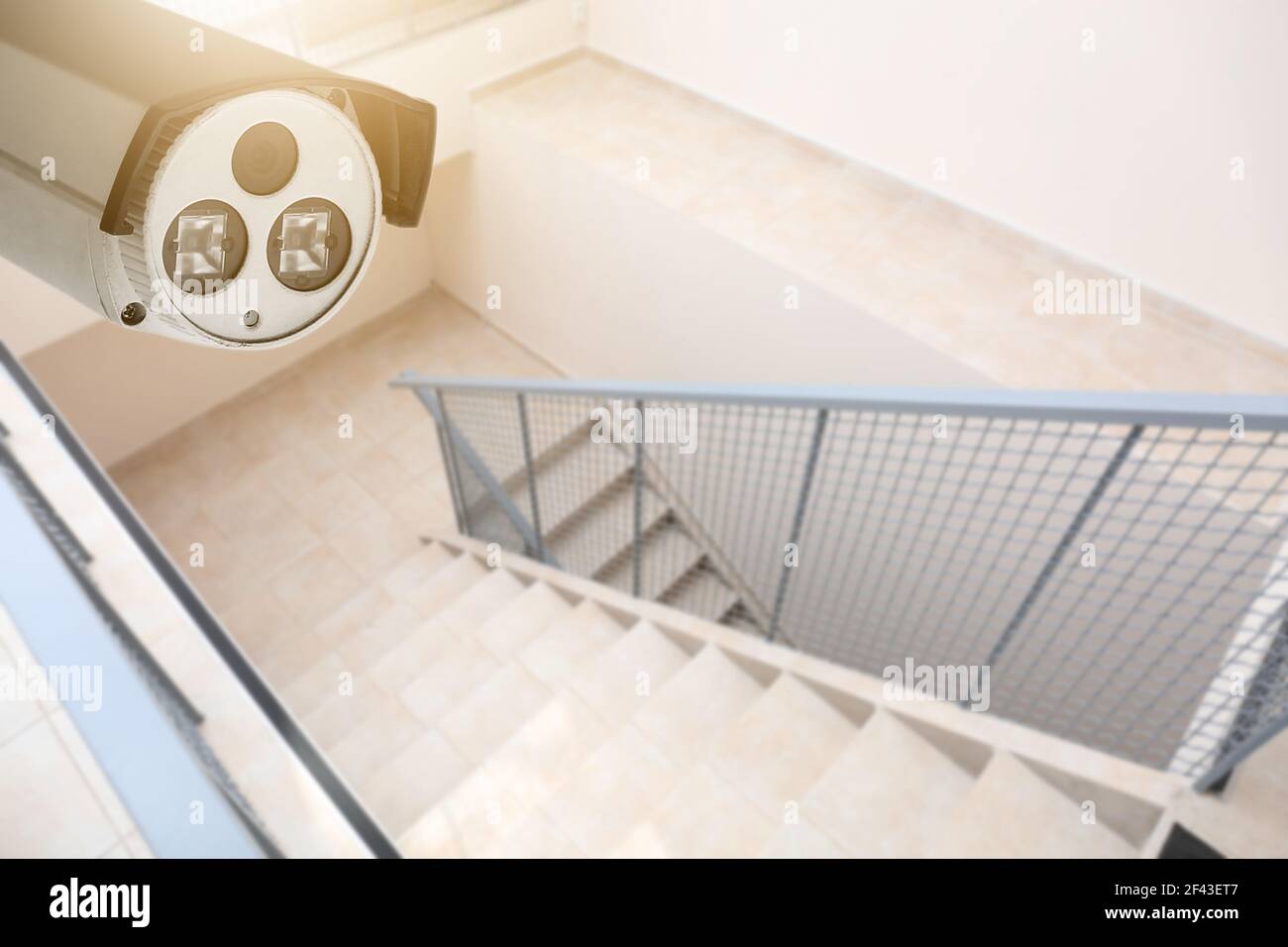 Modern CCTV camera installed in entryway of apartment building Stock ...