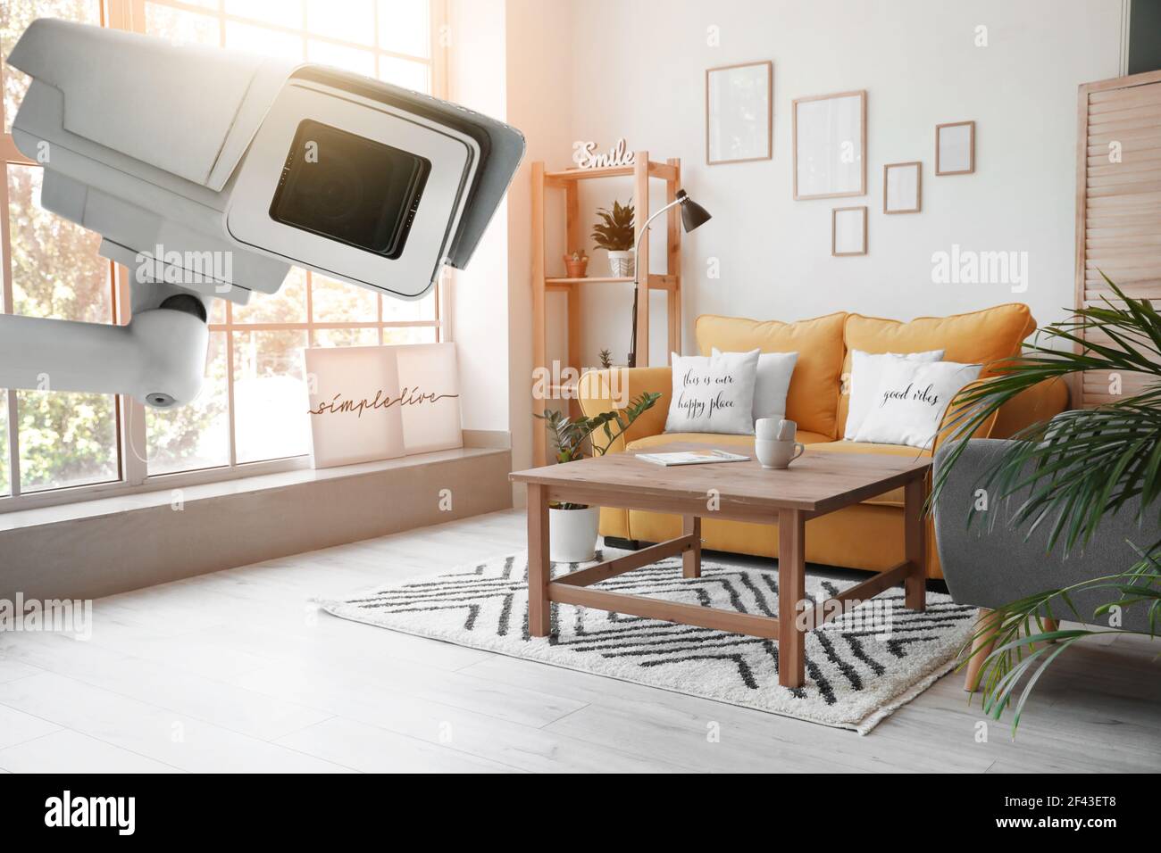 Modern CCTV camera installed in room Stock Photo - Alamy