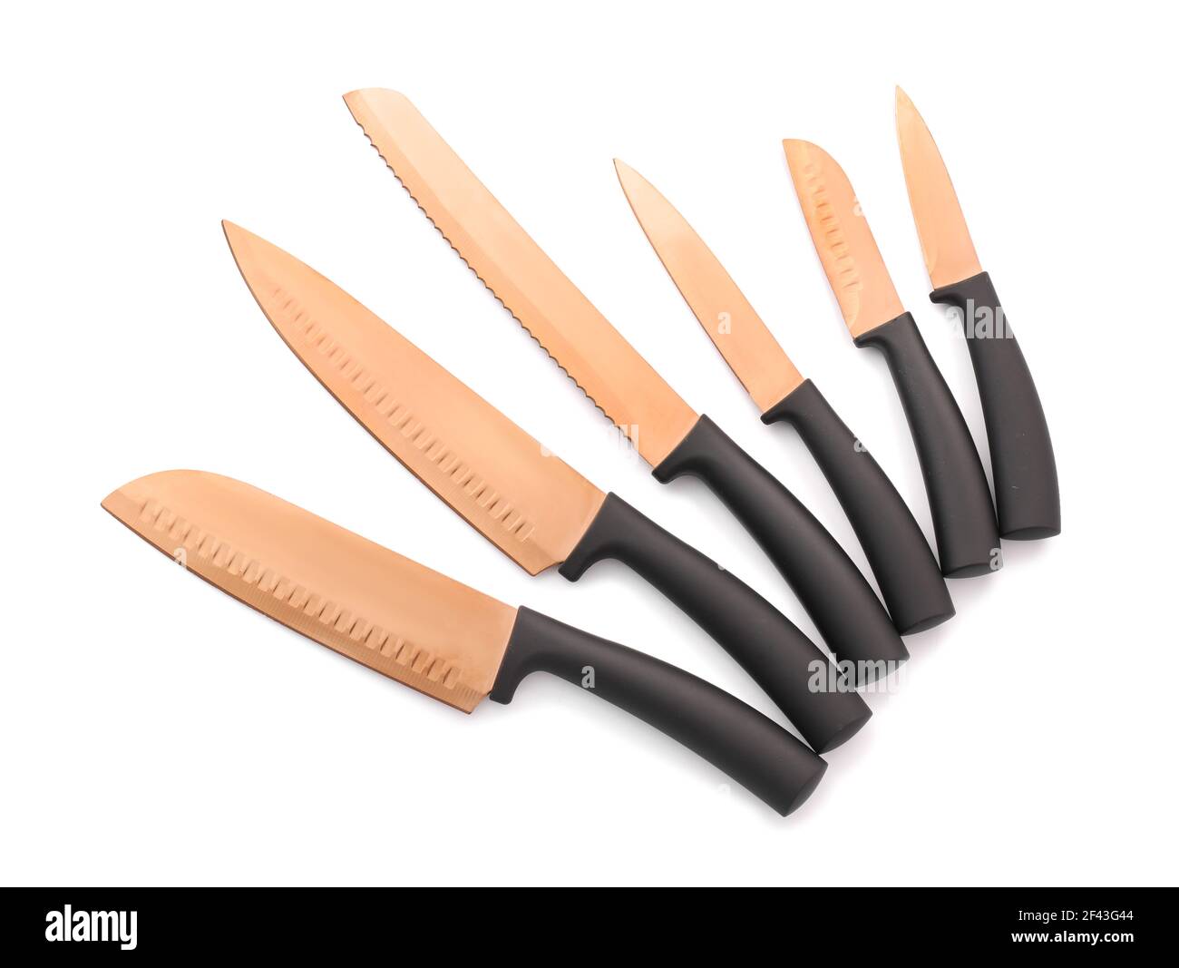 Set of knives on white background Stock Photo - Alamy