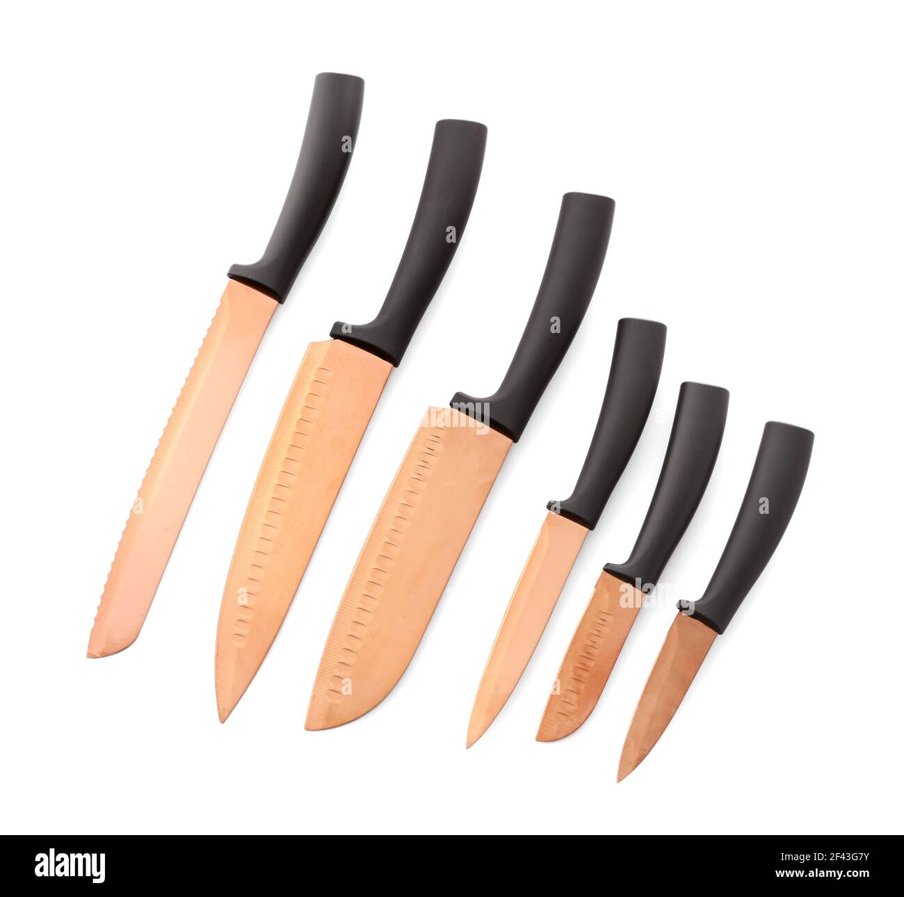 Set of knives on white background Stock Photo - Alamy