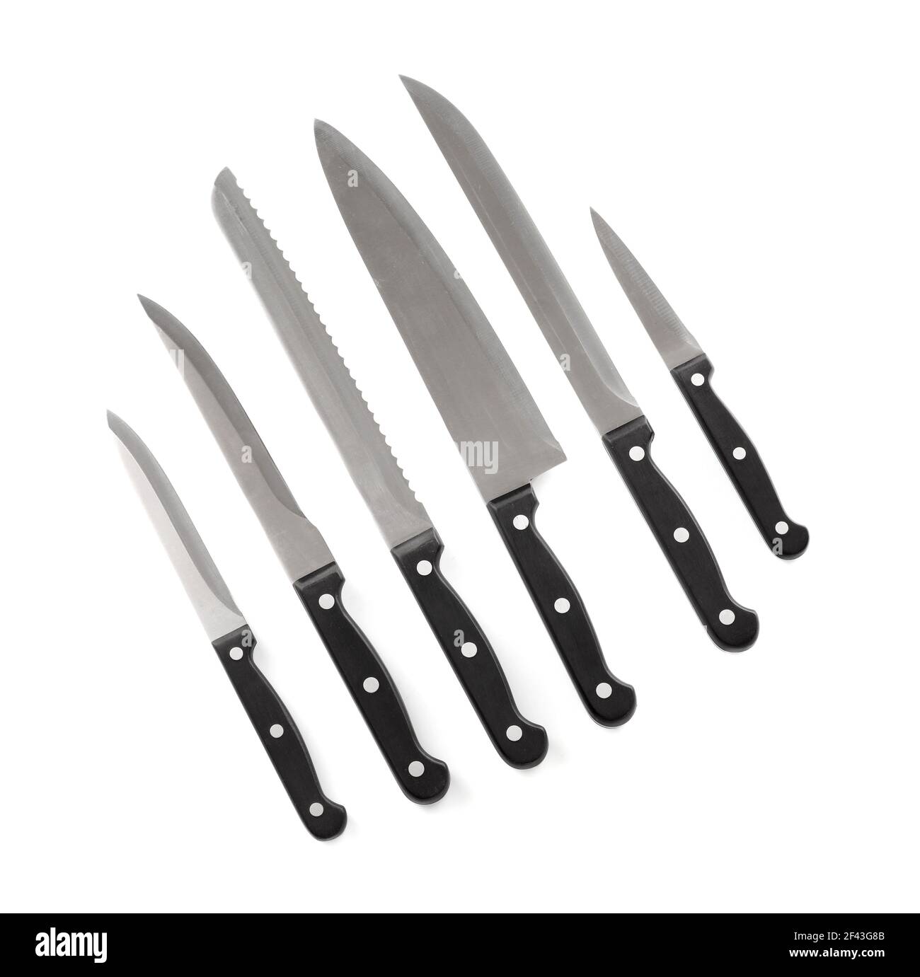 Set of knives on white background Stock Photo - Alamy