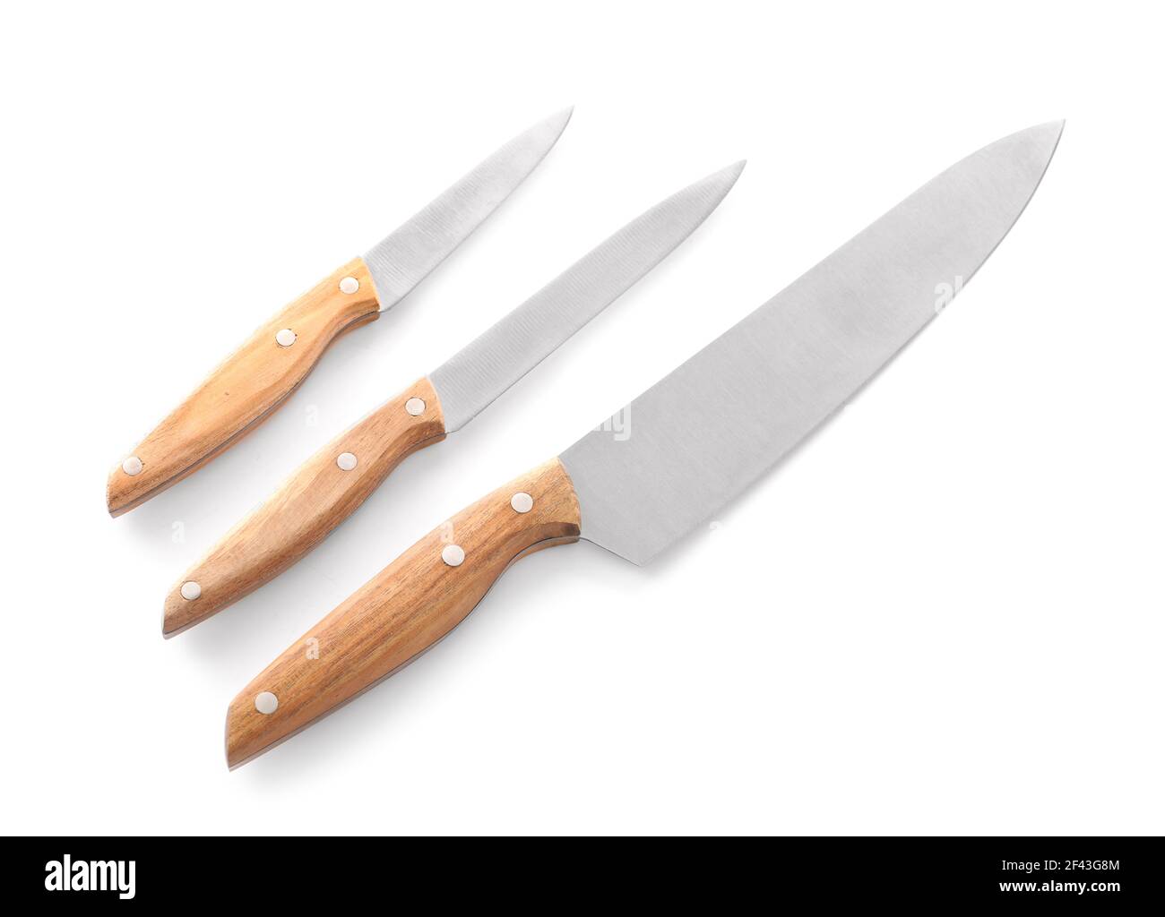 Set of knives on white background Stock Photo - Alamy