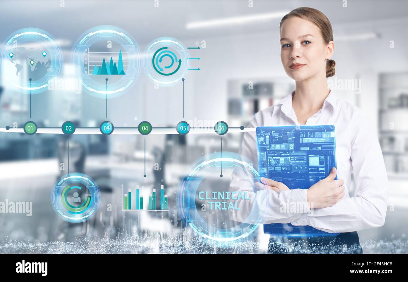 Business, technology, internet and network concept. Young businessman ...